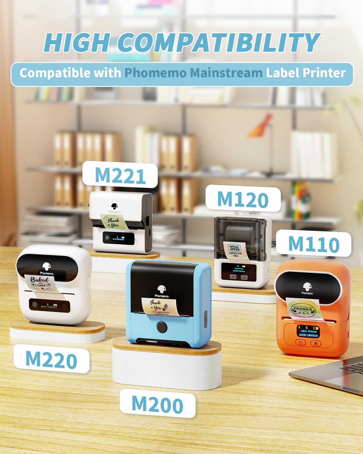 Phomemo M200 Thermal Label Printer Transparent Square Label Self ...