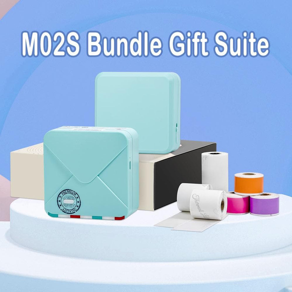 Phomemo M02S Bundle Gift Suite - Pocket Thermal Printer with 6 Rolls Label