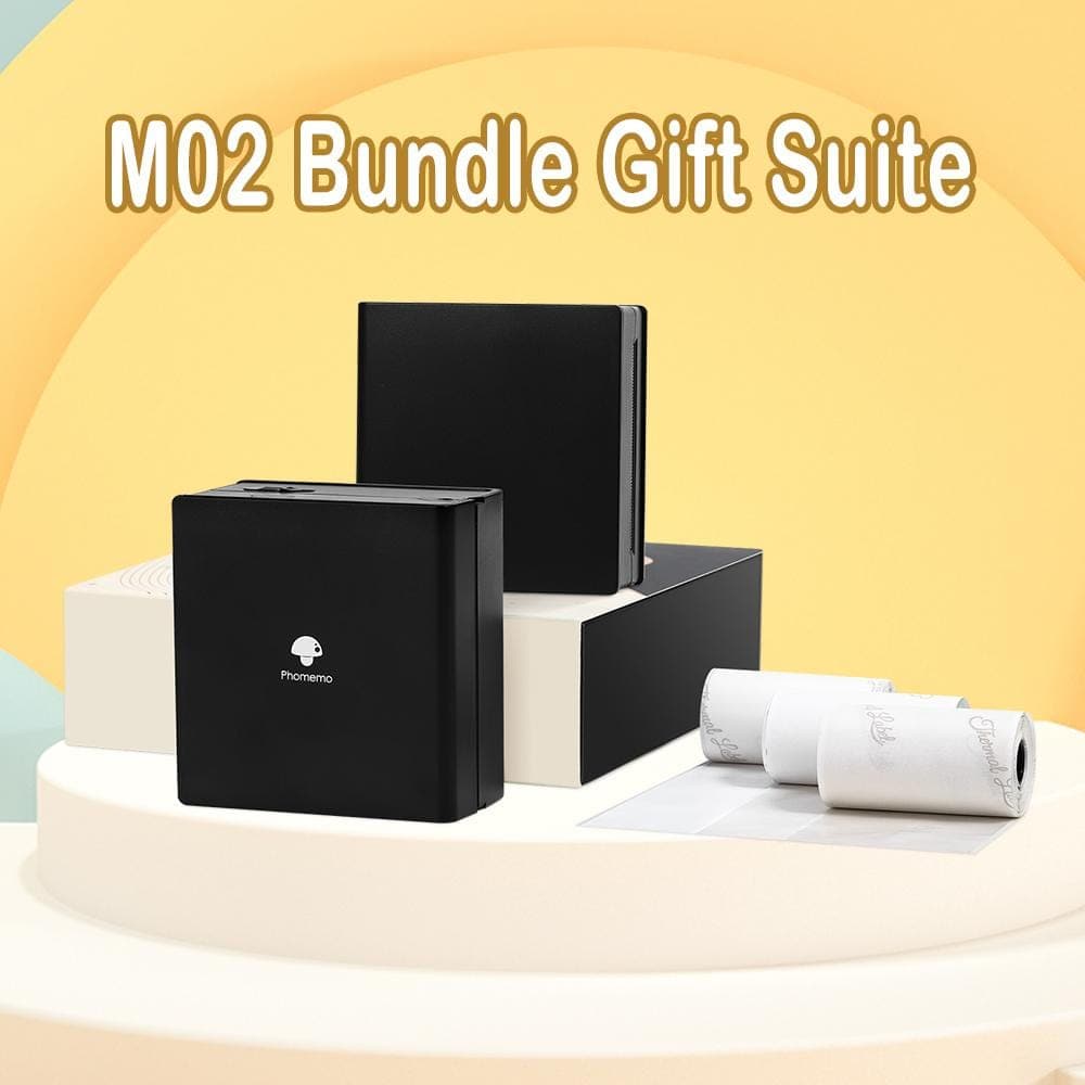 Phomemo M02 Bundle - Bluetooth Portable Mini Printer with 3 Rolls Label