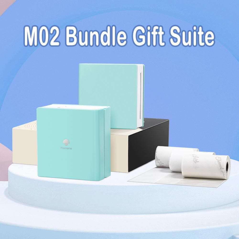 Phomemo M02 Bundle - Bluetooth Portable Mini Printer with 3 Rolls Label
